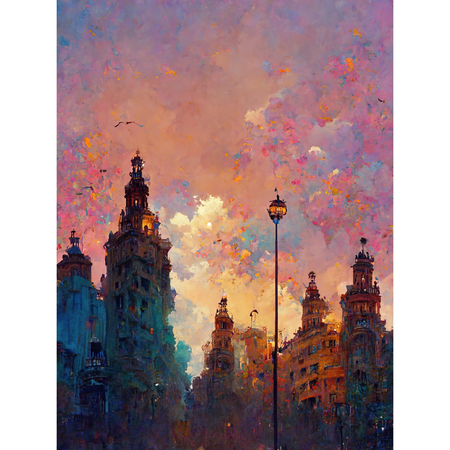 Prague Abstract City Scene Colourful Unframed Wall Art Print Poster ...