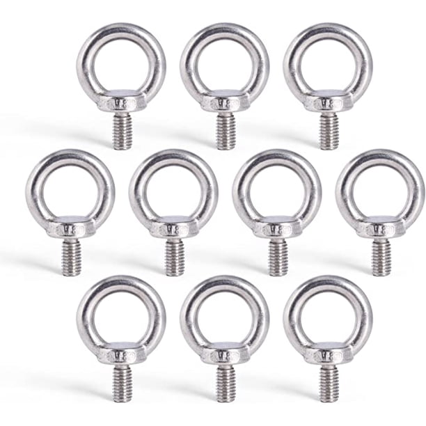 nipocaio 10 Pieces Stainless Steel Eye Bolts M8 Ring Shaped Male Thread ...