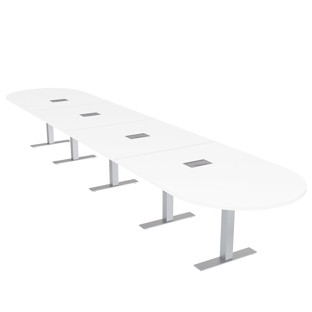 18 Person Racetrack Modular Boardroom Table Metal T Bases Power Units ...