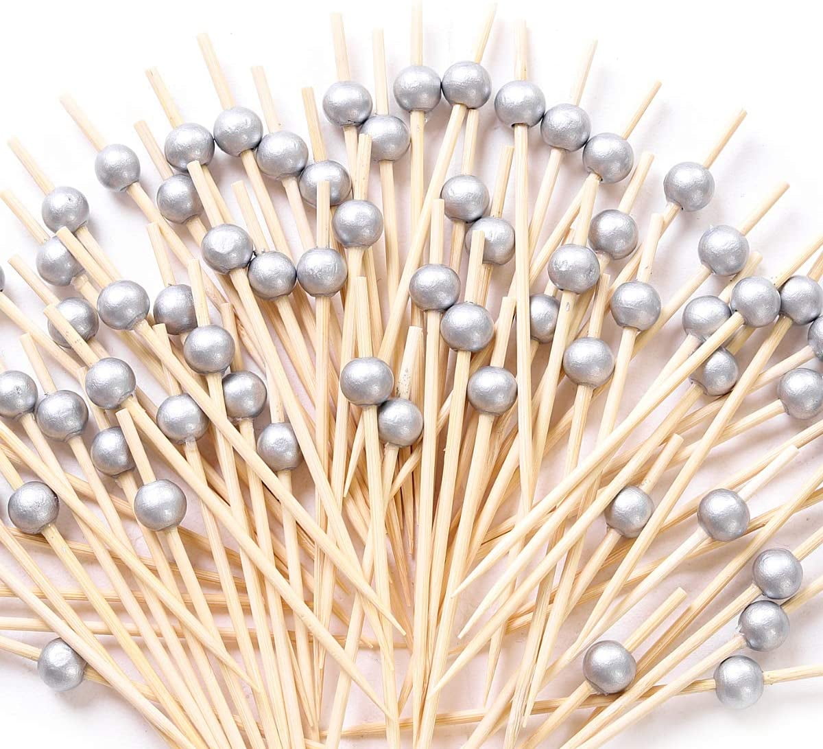 Silver Cocktail Picks 100 Counts Handmade Sticks Wooden Toothpicks ...