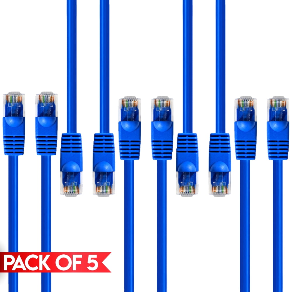 Cmple - [5 PACK] 3 Feet Cat5e Cable, Ethernet Patch Cord, Blue Cat5 ...