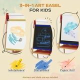 Qaba Easel for Kids, 3 in 1 Kids Art Easel with Paper Roll, Whiteboard, Chalkboard, Double Sided ...