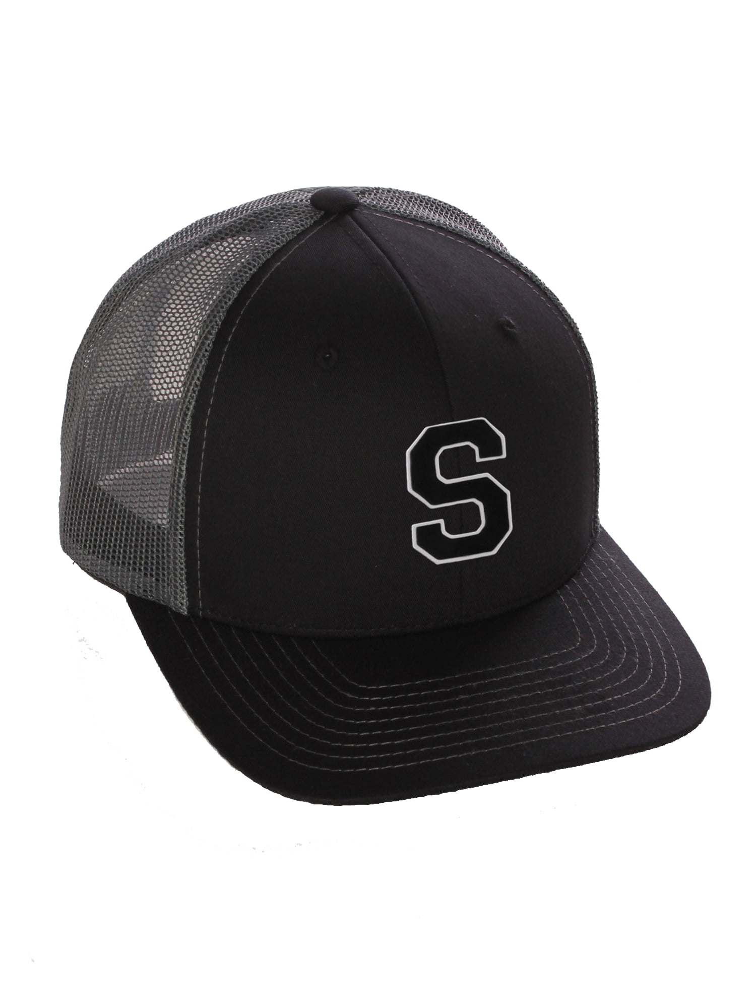 Structured Trucker Mesh Hat Custom Colors Letter S Initial Baseball Mid ...