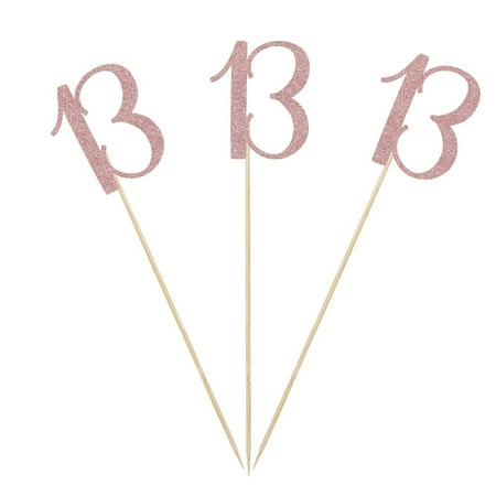 Rose Gold Glitter Number 13 Table Topper Sticks, 12-Pack Birthday ...