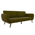 Novogratz Brittany Green Linen Futon, Tufted Split Back Sleeper Sofa ...