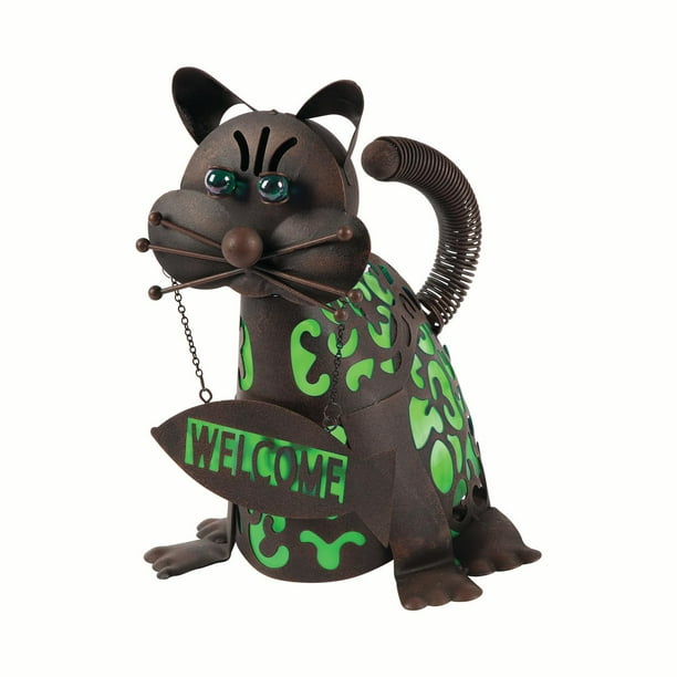Better Homes & Gardens 11.42" H Metal Rustic Brown Solar Powered Cat ...