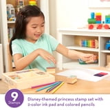 Melissa & Doug Disney Princess Wooden Stamp Set: 9 Stamps, 5 Colored ...