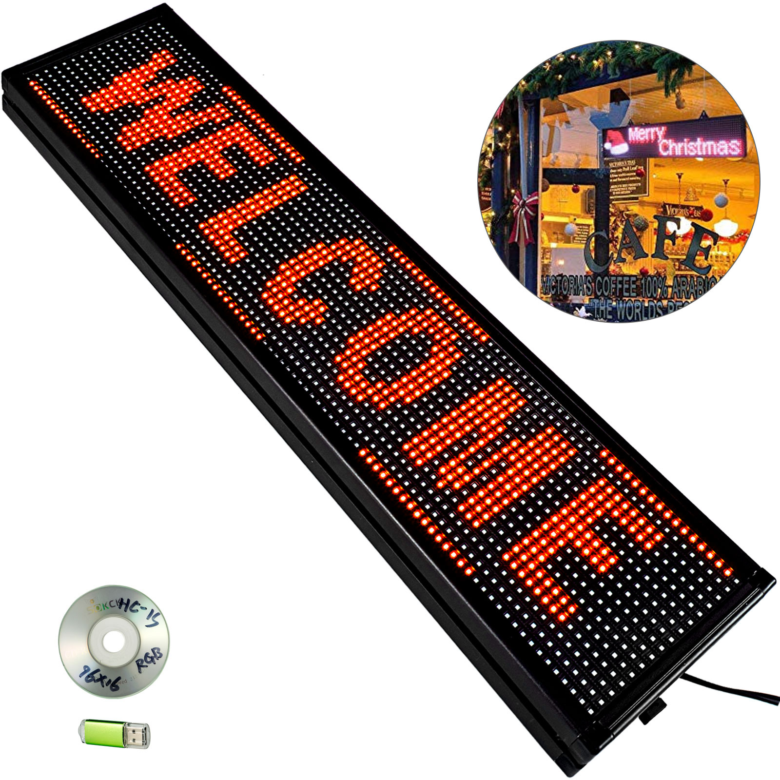 VEVOR Led Sign 40" x 8" P10 Scrolling Digital Sign Indoor for ...