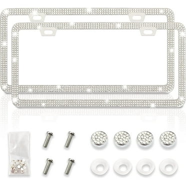 FREEAMG 2PCS Bling License Plate Frames, Sply Rhinestone License Plate ...