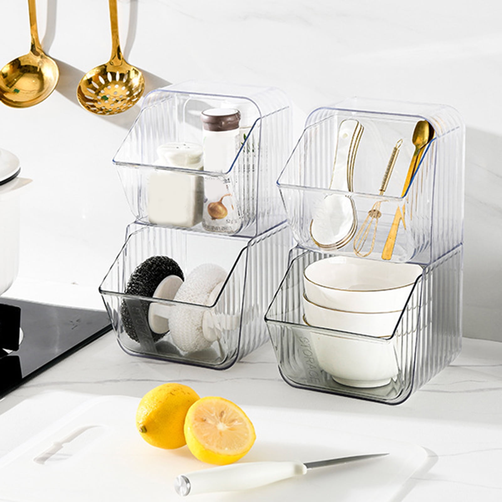 Anvazise Desktop Sundries Storage Box,Transparent Double Layers with 2 ...