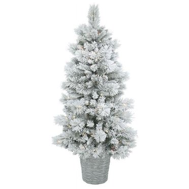 4 x 5 x 6 ft. Natural Alpine Tree Set with 450 LED Warm White Lights ...