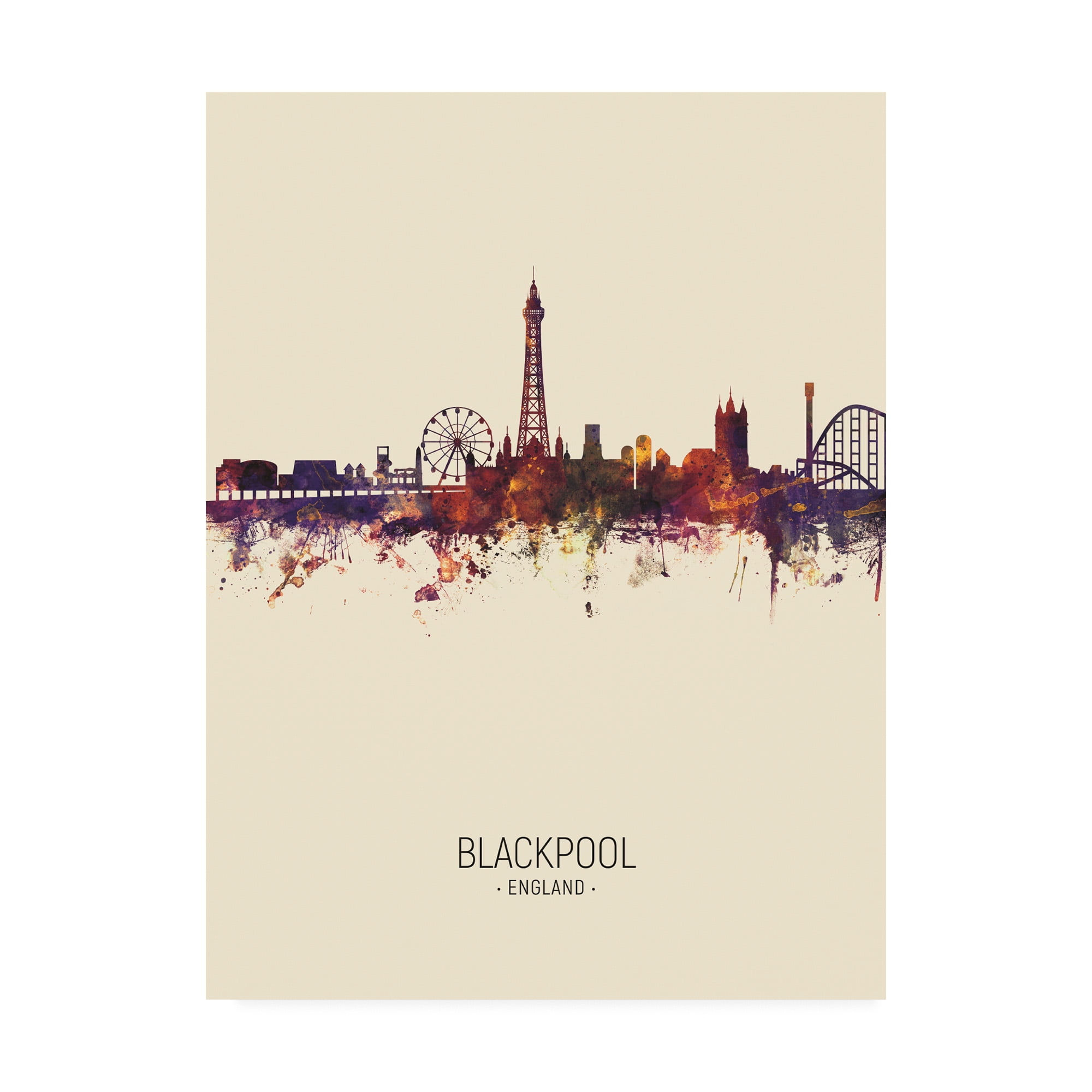 Trademark Fine Art 'Blackpool England Skyline Portrait III' Canvas Art ...