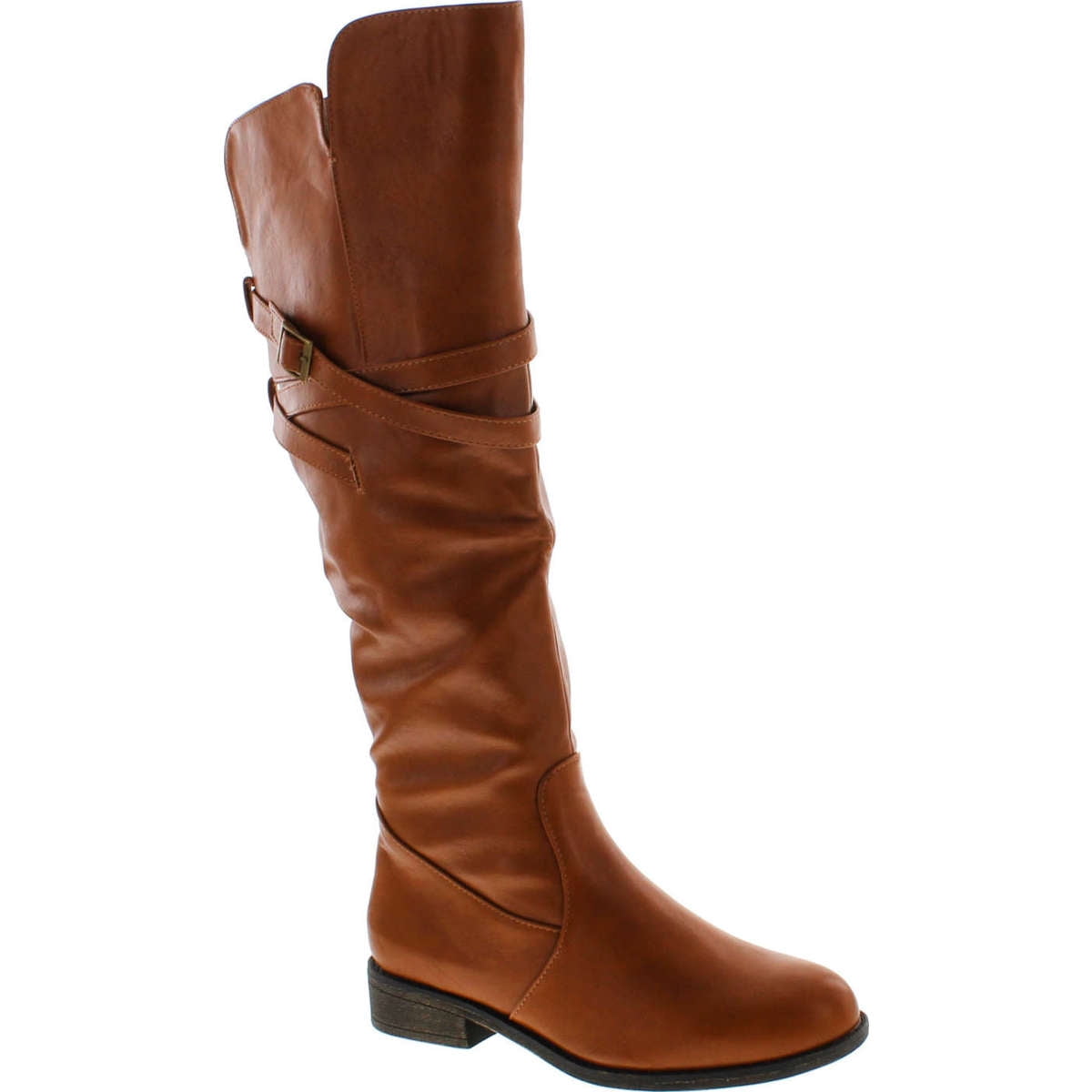 Top Moda Womens Fay-3 Knee High Buckle Riding Boots, Tan, 6.5 - Walmart.com