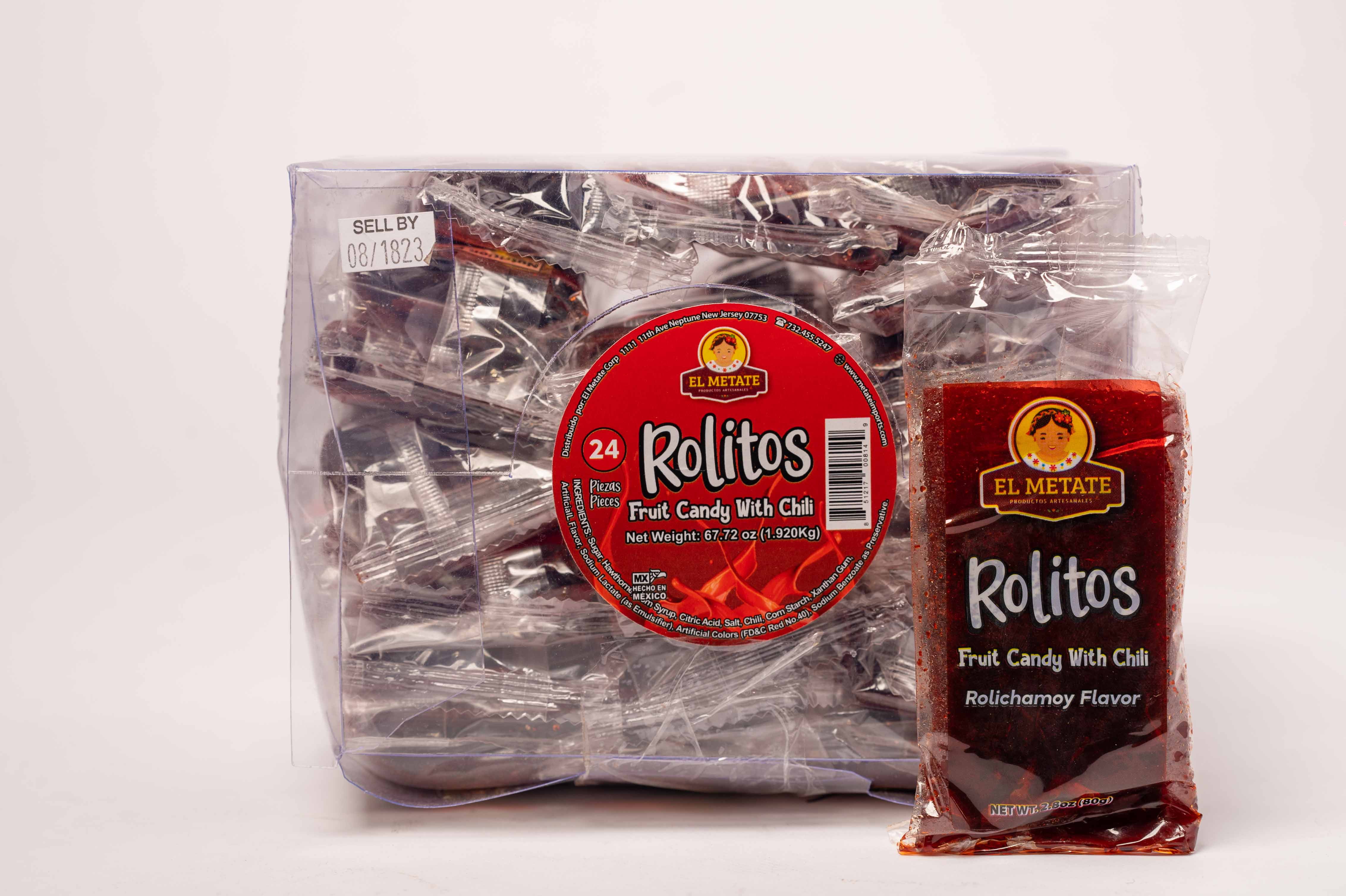 El Metate Rollitos Chamoy - 67.72 Oz (1.92Kg) / 4.24 lbs - 24 Rollito ...