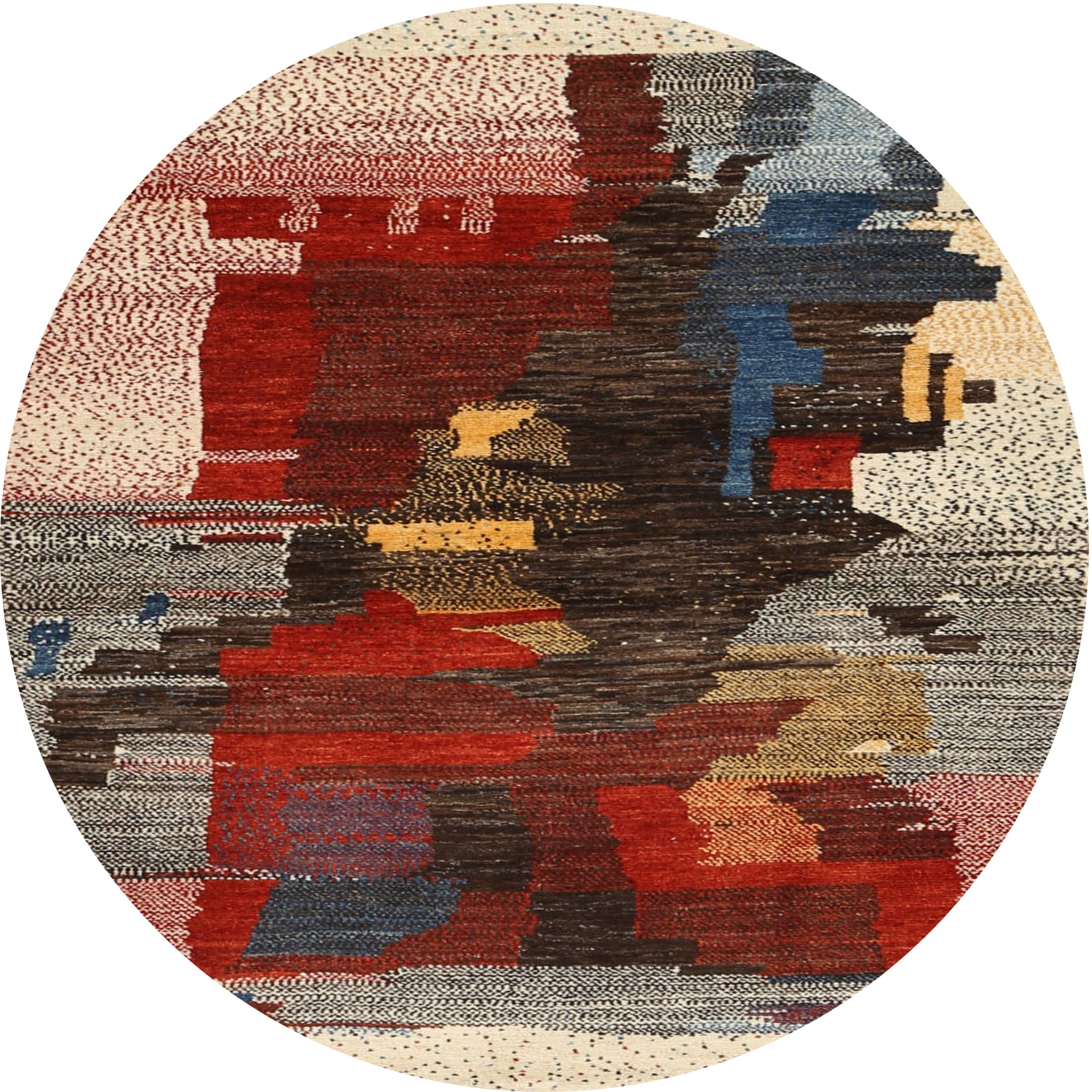 Ahgly Company Indoor Round Contemporary Saffron Red Abstract Area Rugs ...