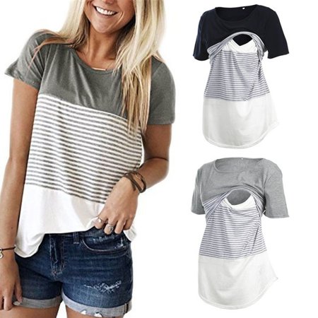 Maternity Clothes Breastfeeding Lace T-Shirt nursing Tops For Pregnant ...