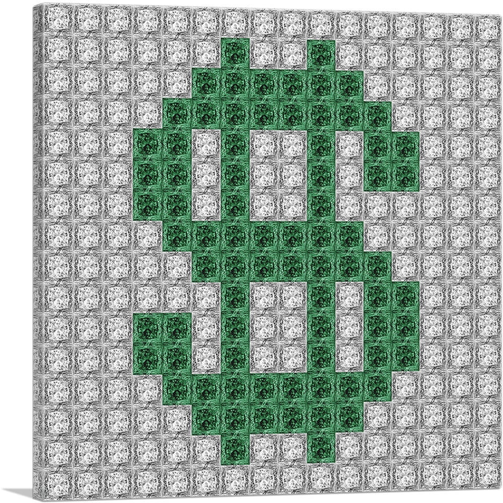 ARTCANVAS Green Dollar Sign Emoticon Money Jewel Pixel Canvas Art Print ...