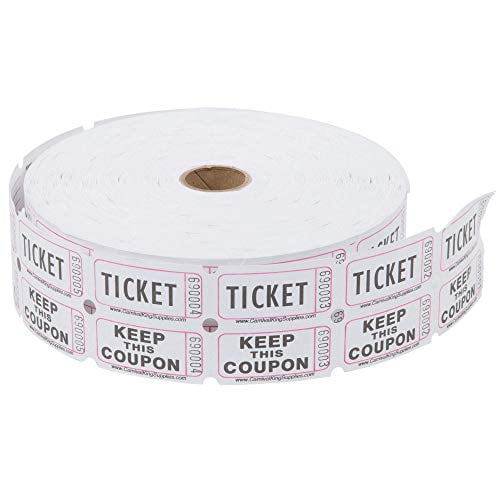 Raffle Ticket: White Double Roll of 2000 Tickets (White) - Walmart.com