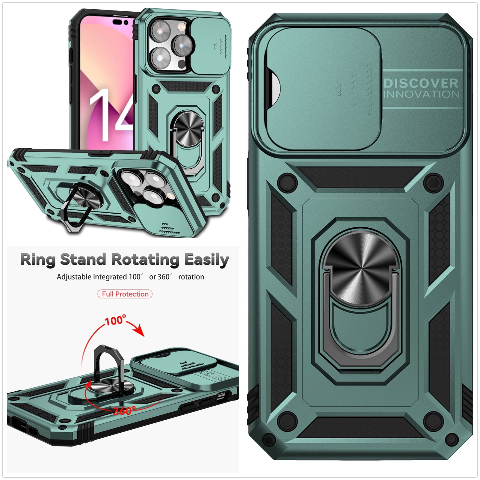 ELEHOLD Rugged Hybrid Case for iPhone 14 Pro Max Heavy Duty Case with ...