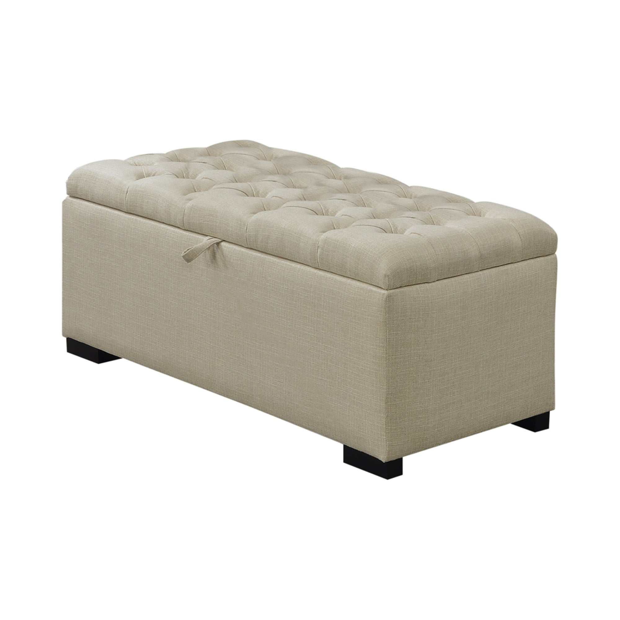 Fabric Upholstered Rectangular Storage Bench with Button Tufted Seat ...