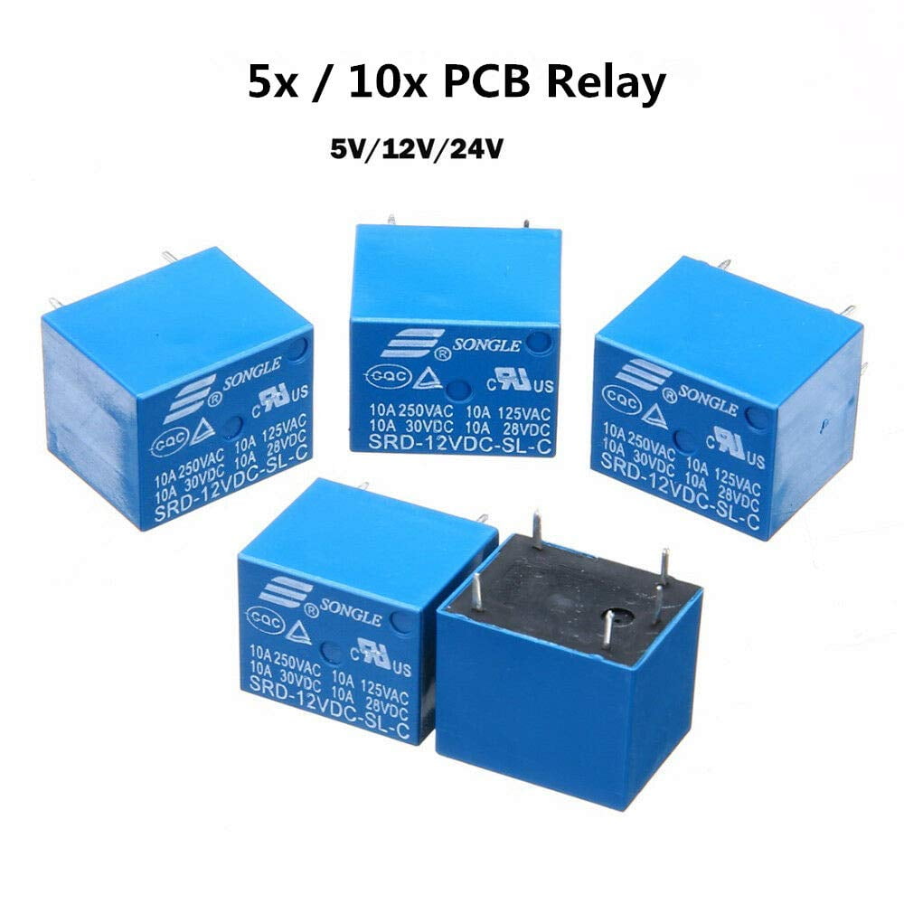 PCB Relay, 5PCS DC 5V Coil 15A 250VAC 5 Pins Mini Power Relay PCB Type ...