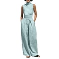 Dianli Gifts Ladies' Summer Solid Color Sleeveless Stand Collar Top and ...