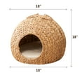 Pefilos 18" Water Hyacinth Woven Wicker Cave Cat Beds with Handles, Cat House Condo for Indoor ...
