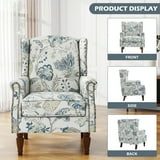 DREAMSIDEA Wingback Accent Chair with Nailhead Trim & Retro Wood Legs ...