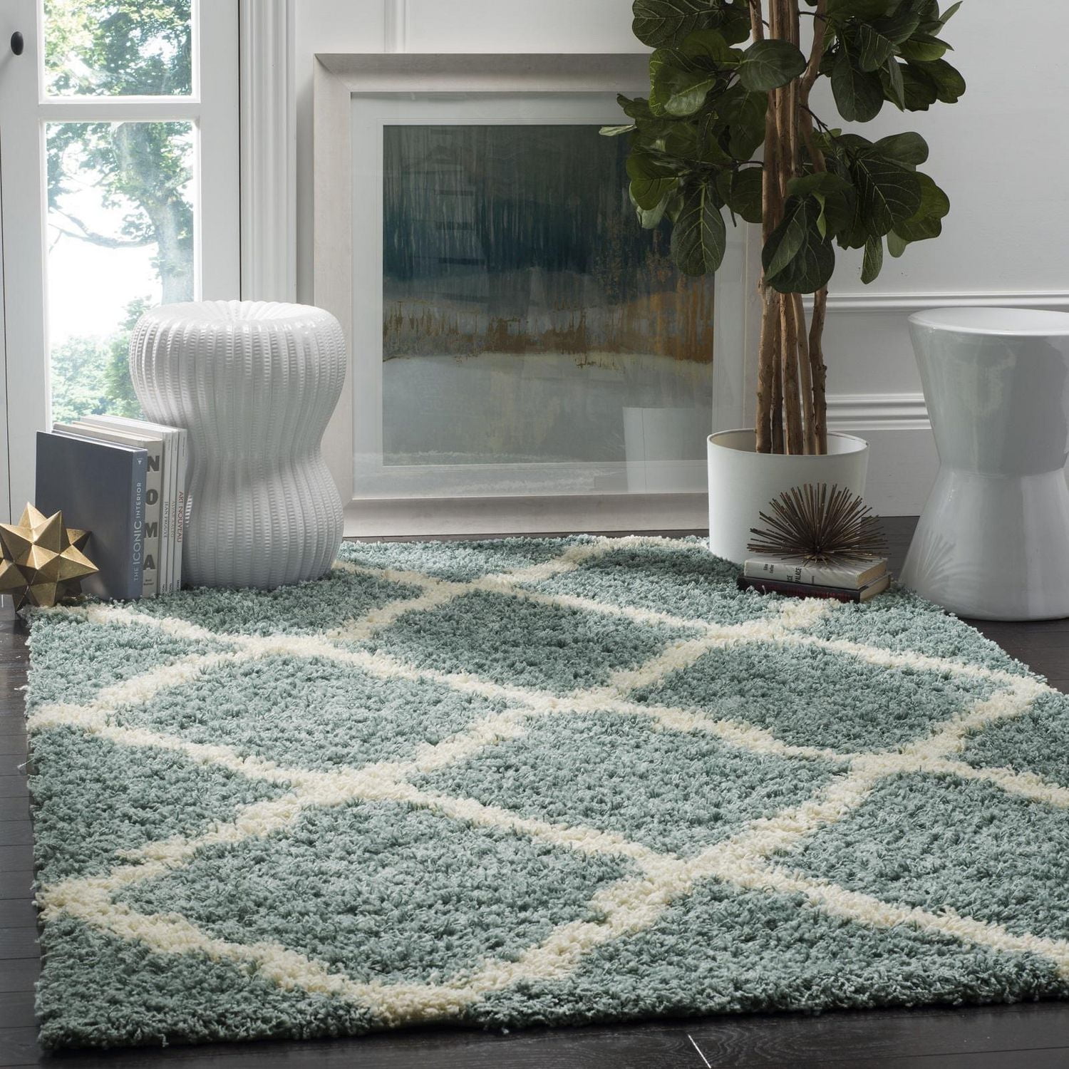 Click here for Safavieh Dallas Logan Geometric Shag Area Rug 8 Ft... prices