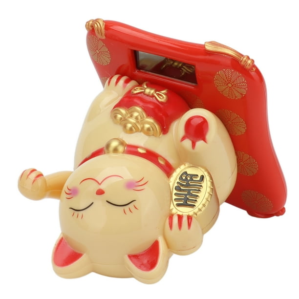Wealth Welcoming Cat,Solar Powered White Cute Lucky Cat Bewinner Waving Cat With Waving Arm Luck ...
