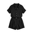 Ahabrexf 2 Pc Sets for Women Summer Casual Collar Button Up Shirt and ...