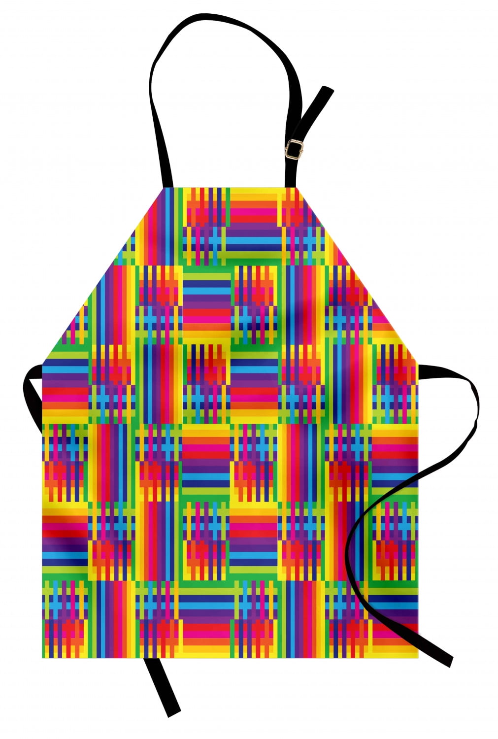 Vintage Rainbow Apron Horizontal and Vertical Short Lines Vibrant ...