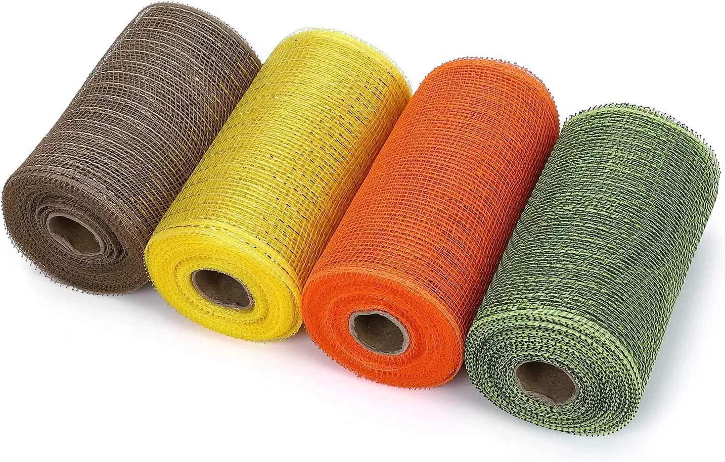 Kitsin 4 Rolls Metallic Mesh Ribbon for Thanksgiving Day, Fall Ribbon ...