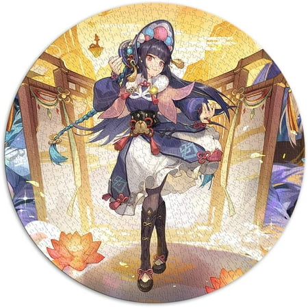 Genshin Impact Raiden Shogun 1000 Piece Circular Puzzle Brain Intelligence Challenge 26.5"x26.5 ...