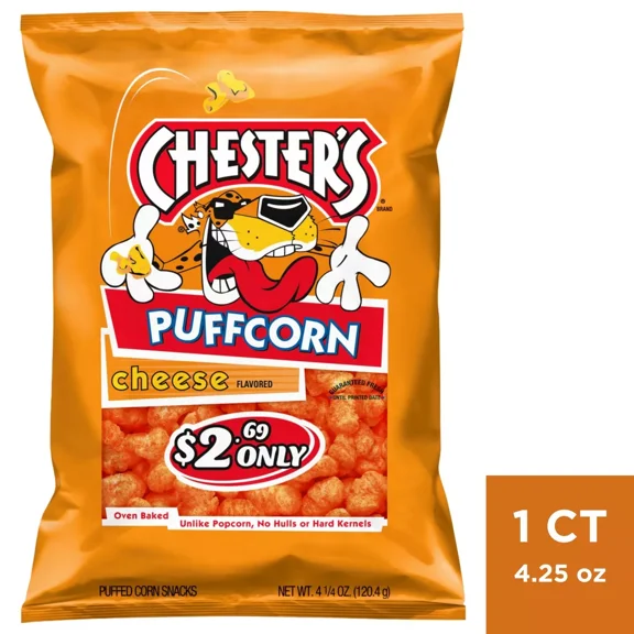 Chesters Puffcorn, Cheese Flavored, Puff Hull-less Corn Snacks, 4.25 oz ...