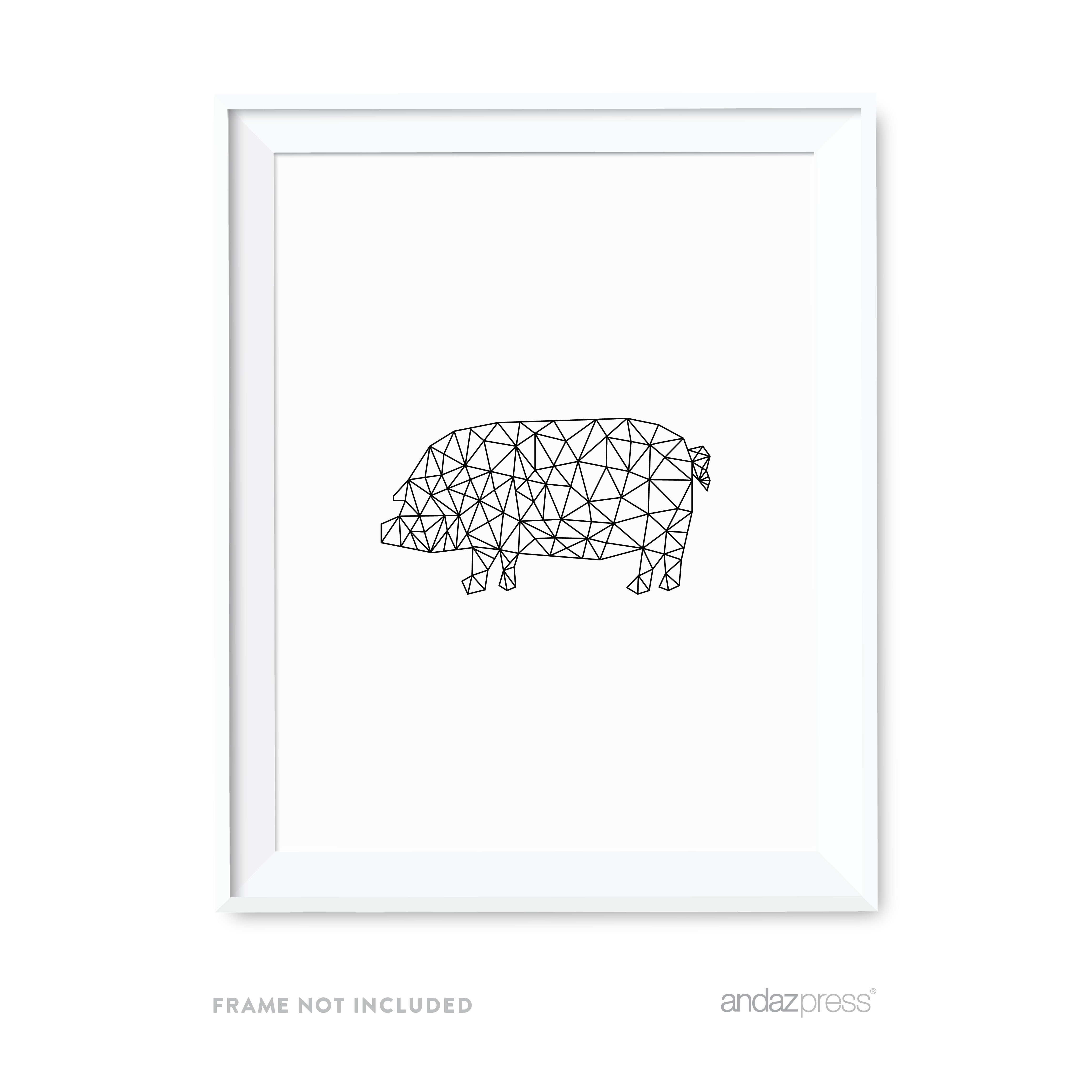Pig Geometric Animal Origami Wall Art Black White Minimalist Print ...