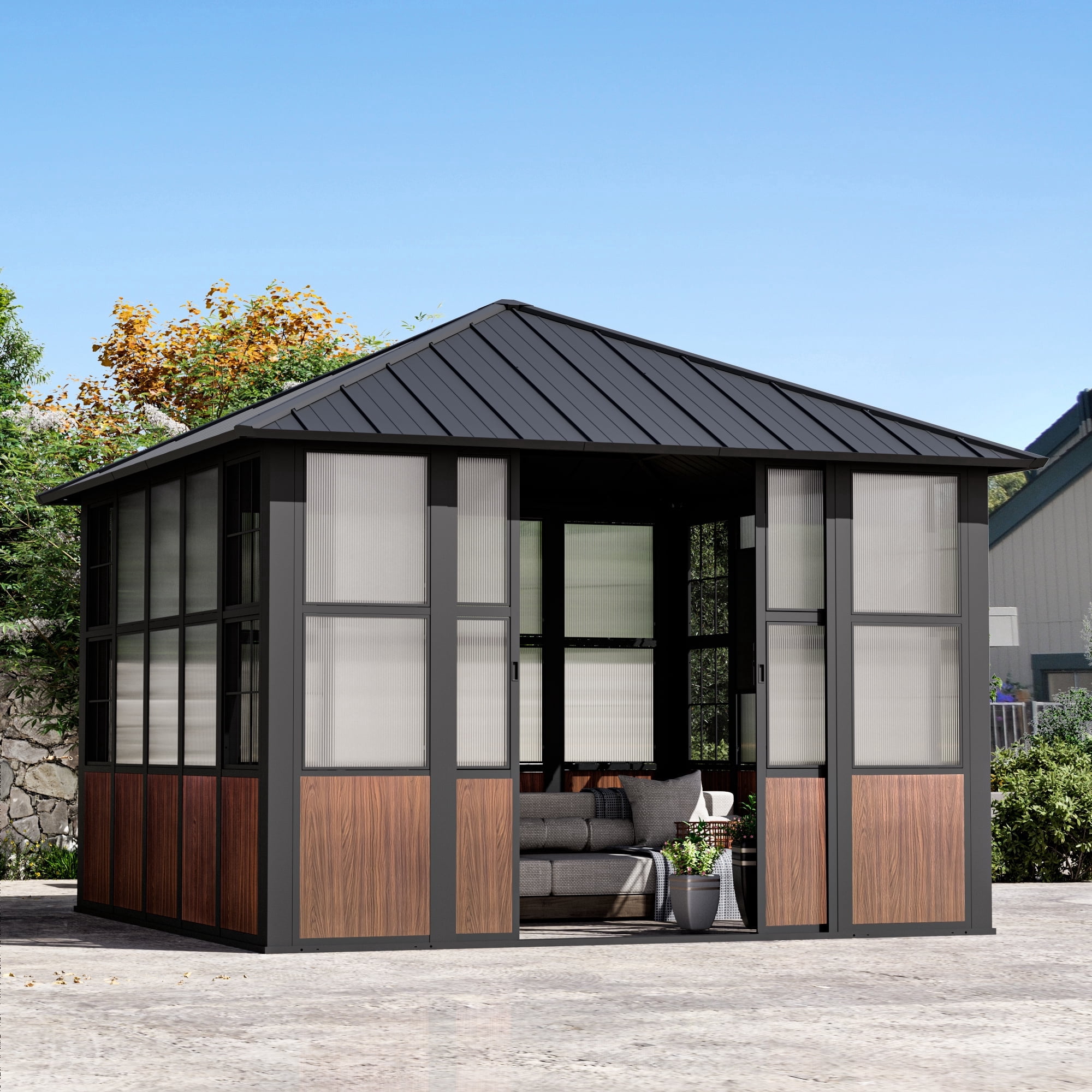 Click here for Modern Shade 12x12 Solarium Sunroom Gazebo  Tv Mou... prices