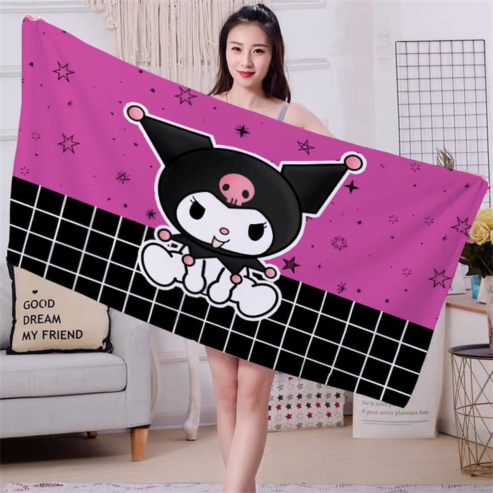 Sanrio-Toalla de baño de microfibra con dibujos animados Kuromi Hello ...