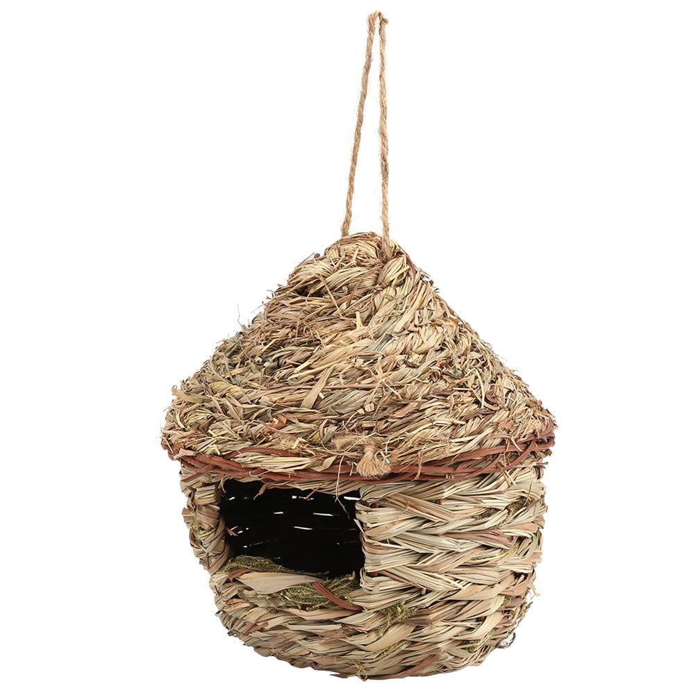 FAGINEY Straw Bird House Nest Birdhouse for Parrot Hamster Small Pets ...
