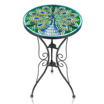Free Shipping! Outdoor Mosaic Patio Side Table Small Round Patio Accent ...