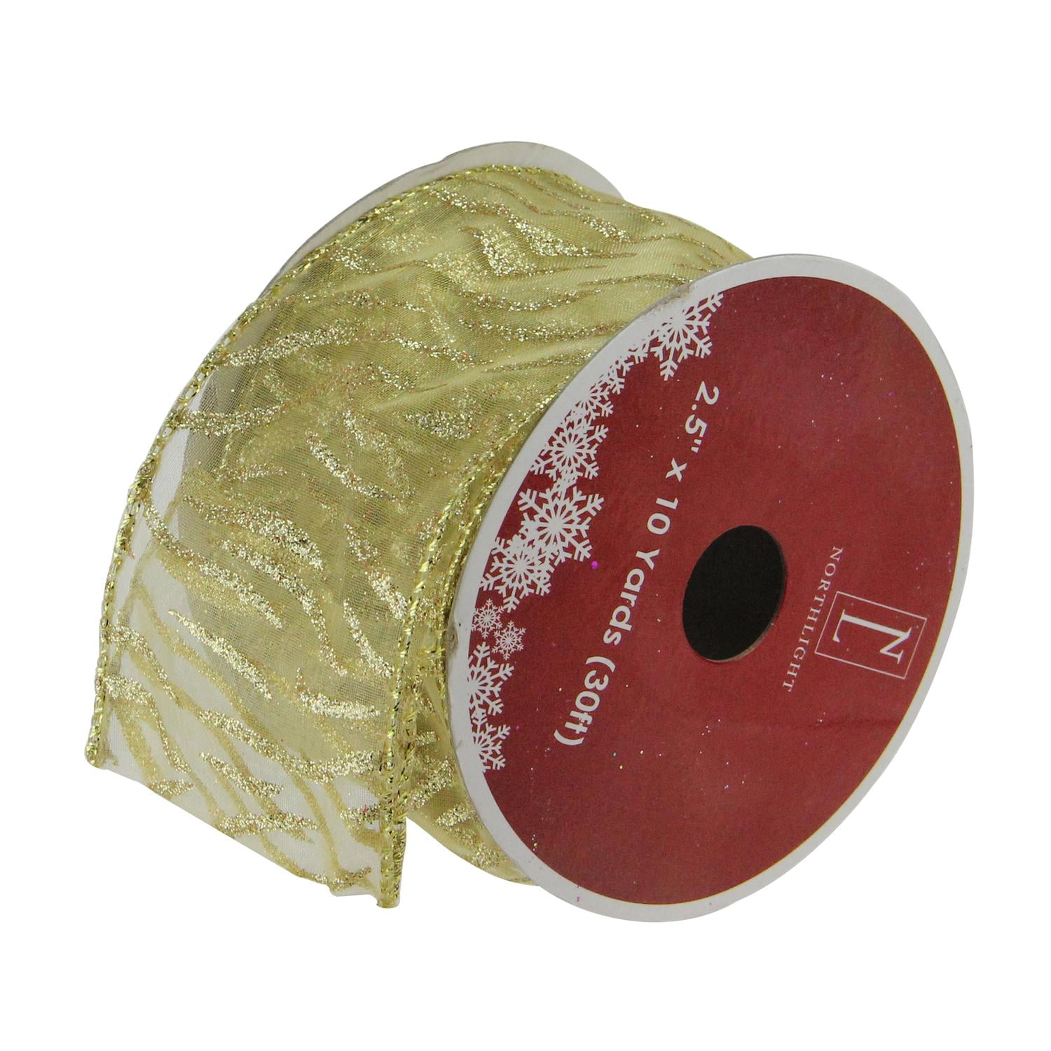 Sparkling Gold Lines Wired Christmas Craft Ribbon - Walmart.com
