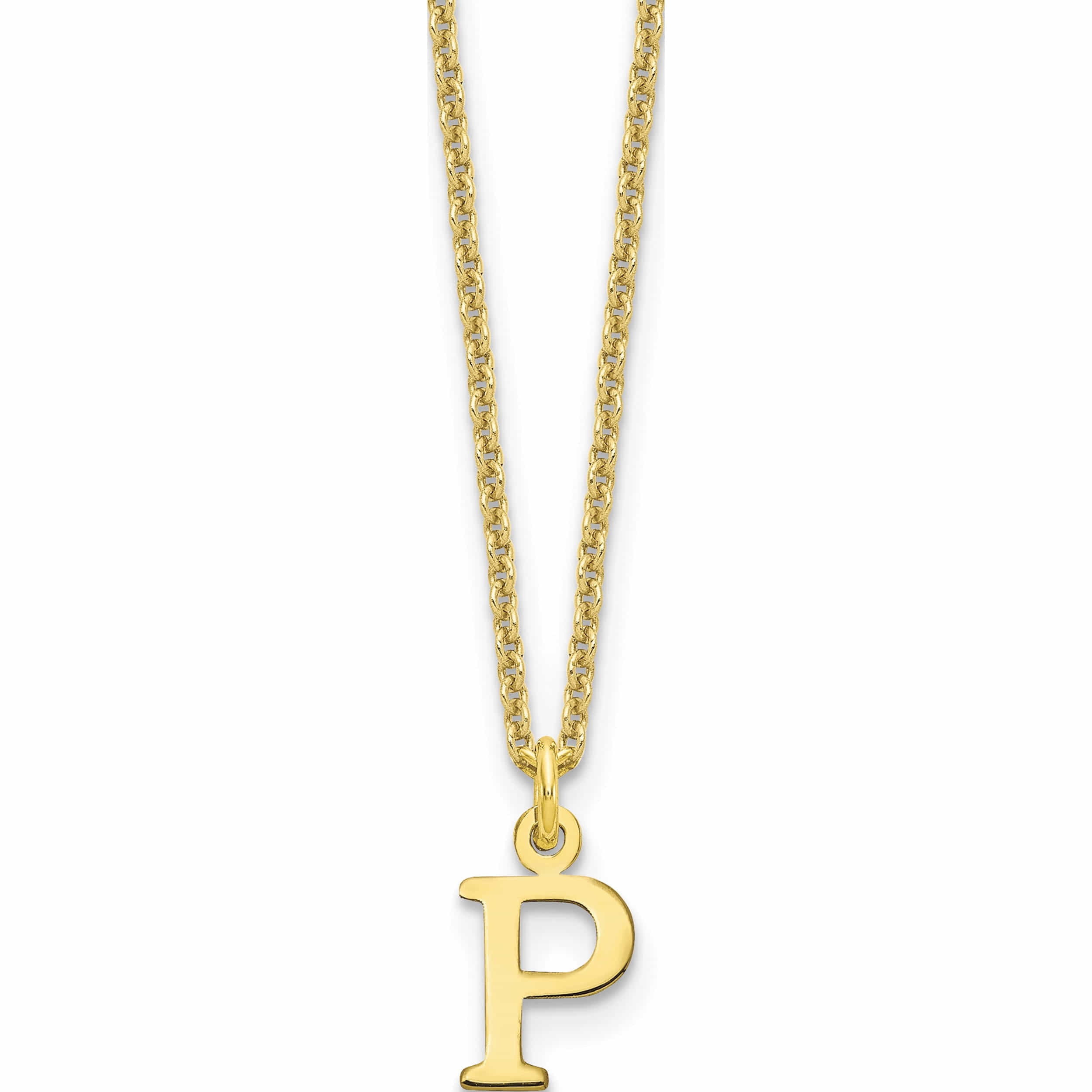 10K Yellow Gold 10Ky Cutout Letter P Initial Necklace Made In United ...