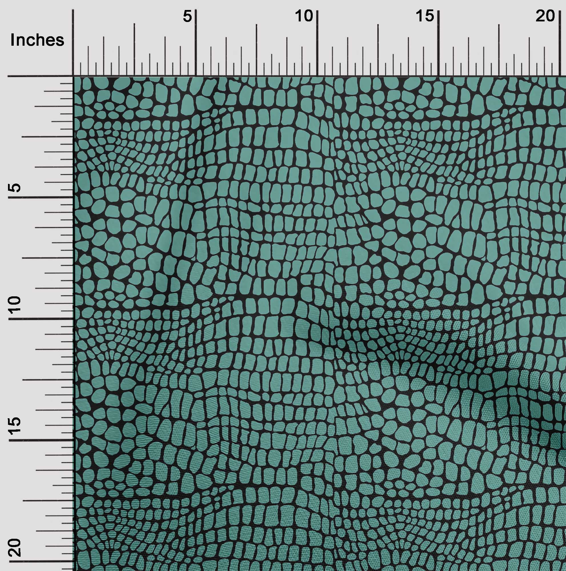 oneOone Cotton Silk Dusty Teal Green Fabric Crocodile Animal Skin ...
