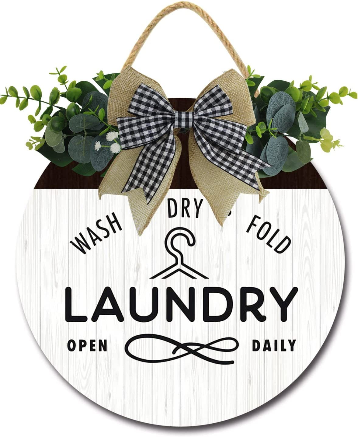 Eveokoki 12" Laundry Wash Dry Fold Laundry Room Sign Rustic Wooden ...