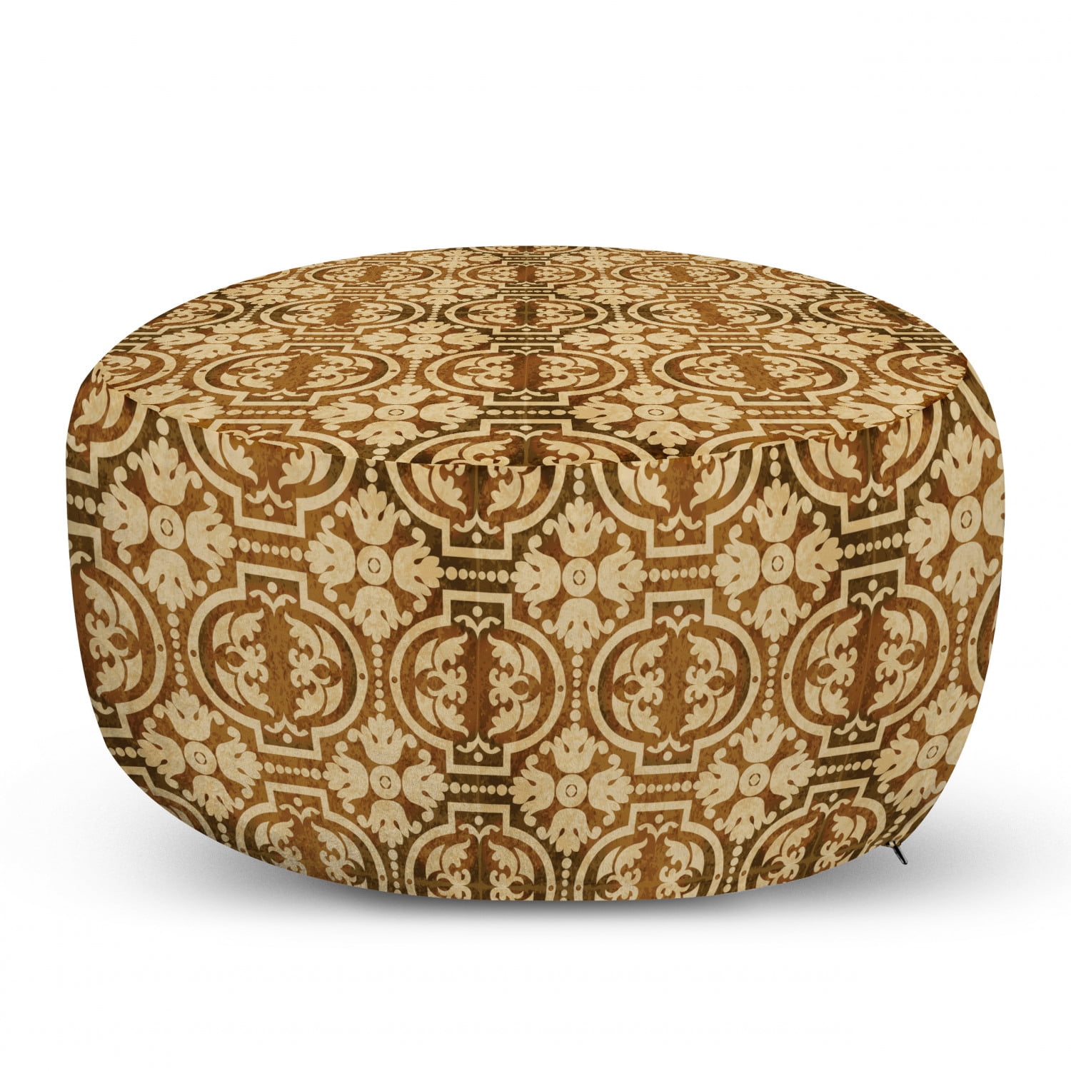 Vintage Pouf Cover with Zipper, Baroque Style Inspired Geometric Oval ...