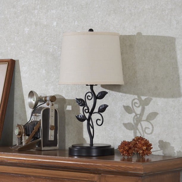 19" Modern Organic Table Lamp Desk Lamp with Metal Vines and Leaves ...