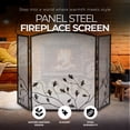 Panacea 32 x 50 Inch 3 Panel Steel Fireplace Screen, Natural Brown/Oak ...