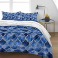 4 Piece Duvet Cover Set Cal king, Moroccan Blue Gradient Lattice Soft ...