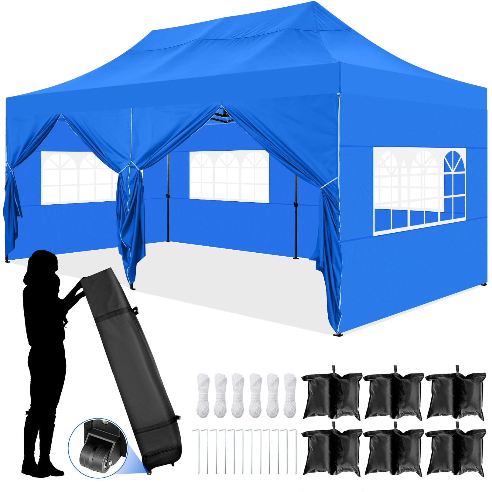 10' x 20' Pop Up Canopy Tent, Outdoor Portable Heavy Duty Canopy ...