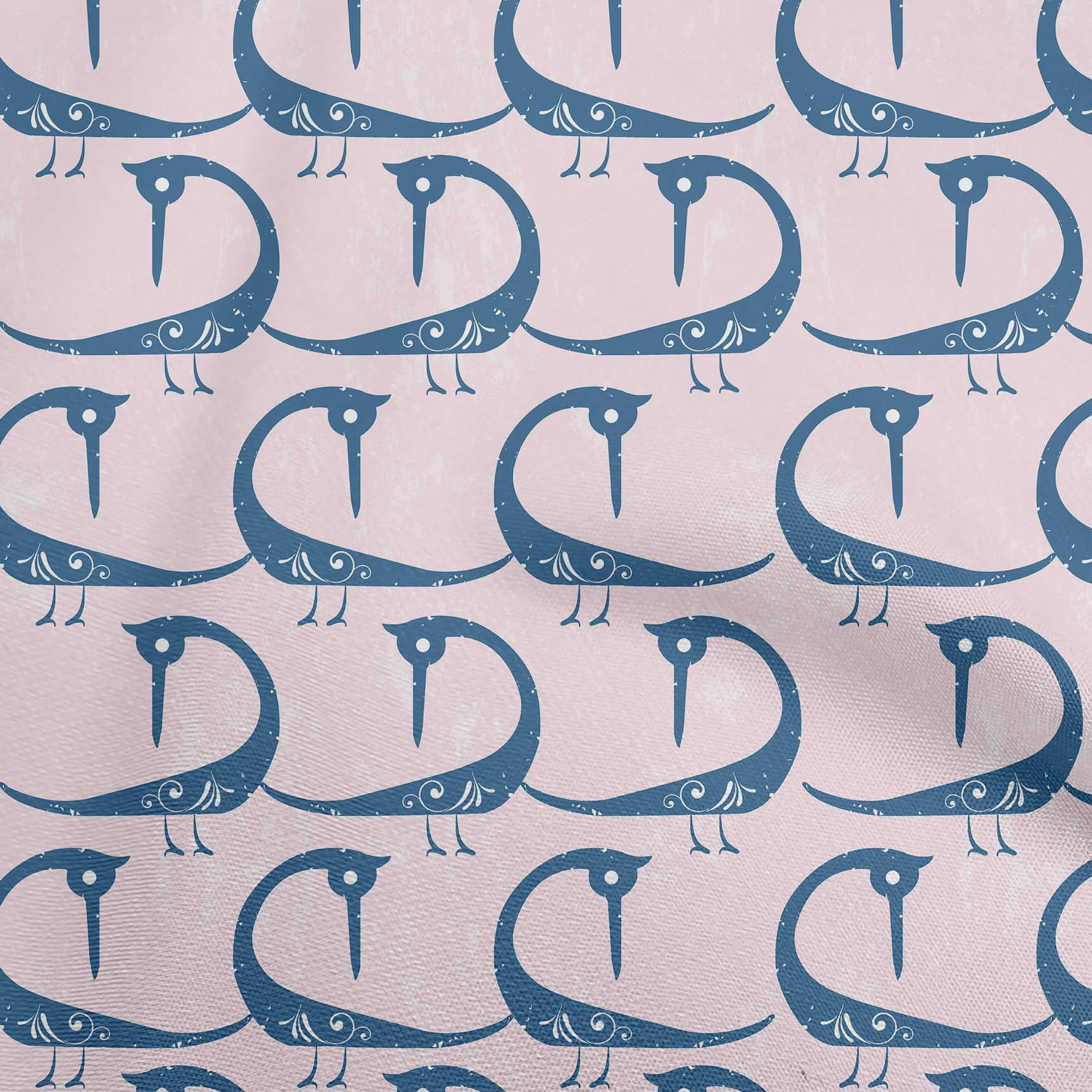 oneOone Rayon Light Pink Fabric Abstract Bird Sewing Material Print ...